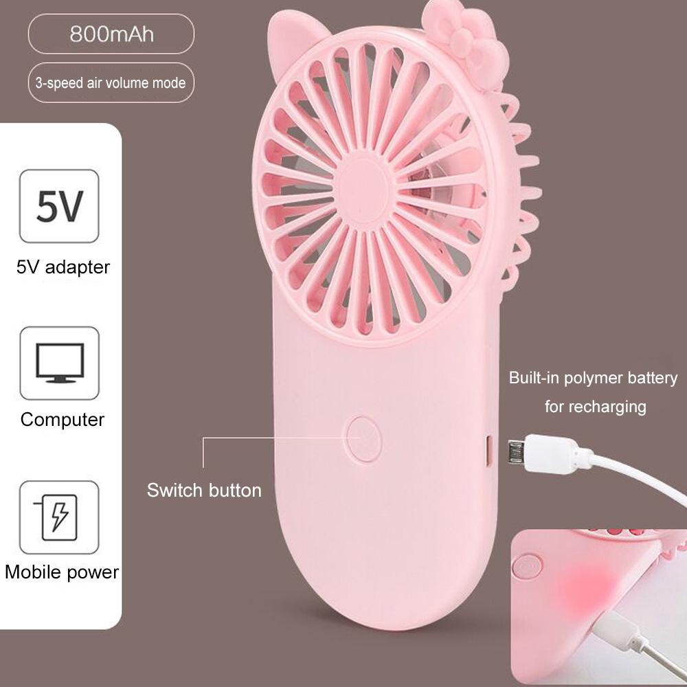 Portable Handheld Cartoon Mini Fan 3-level Wind-force USB HL-019 ...