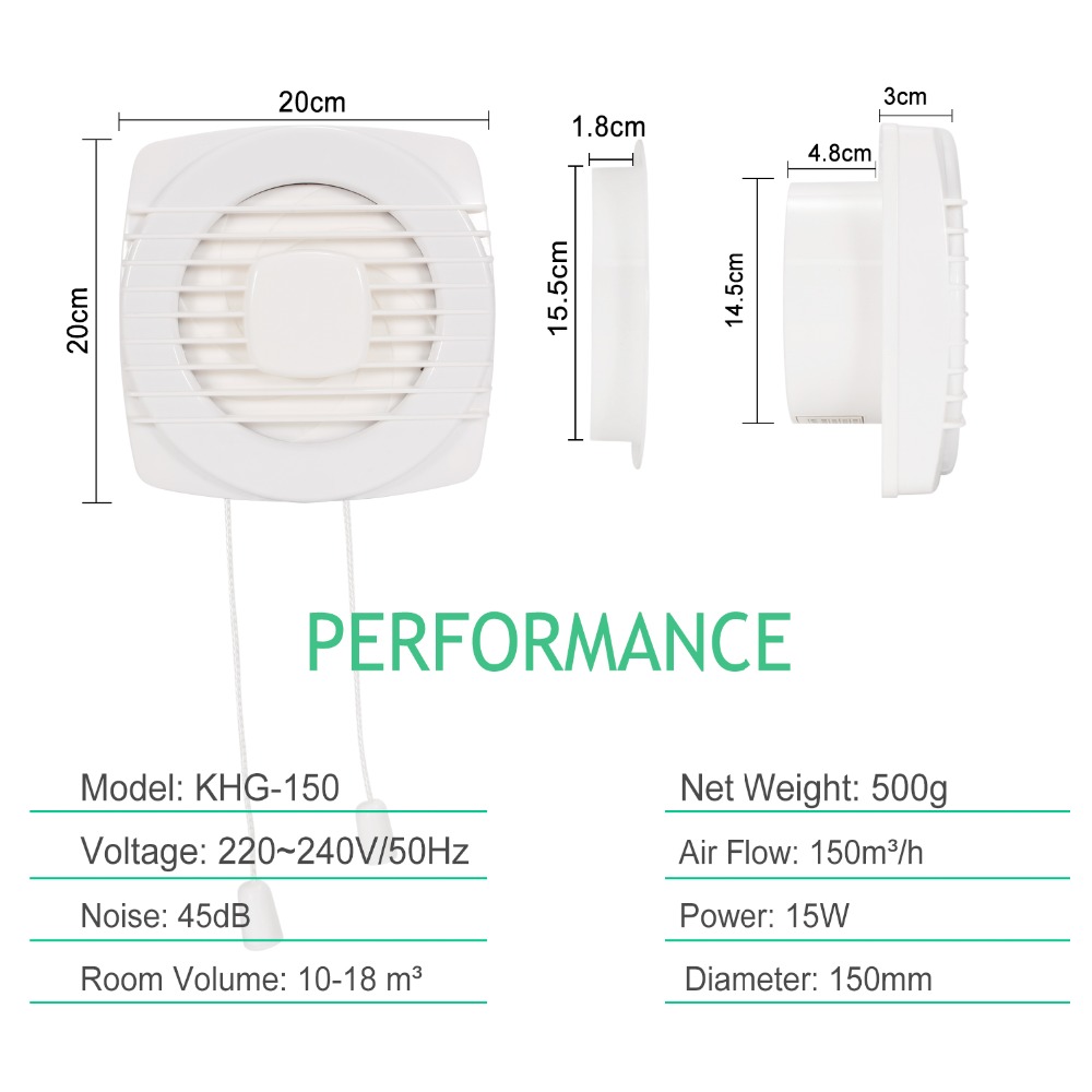 SINRICE Bathroom Exhaust Fan Ventilation Fan For Room kitchen Office ...