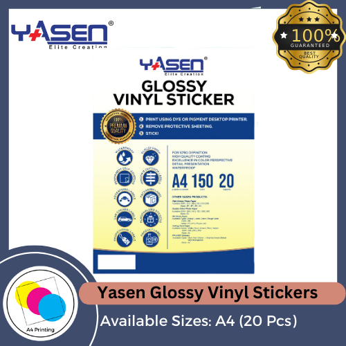 A4 Yasen 20 Pieces Glossy Vinyl Stickers | Lazada PH
