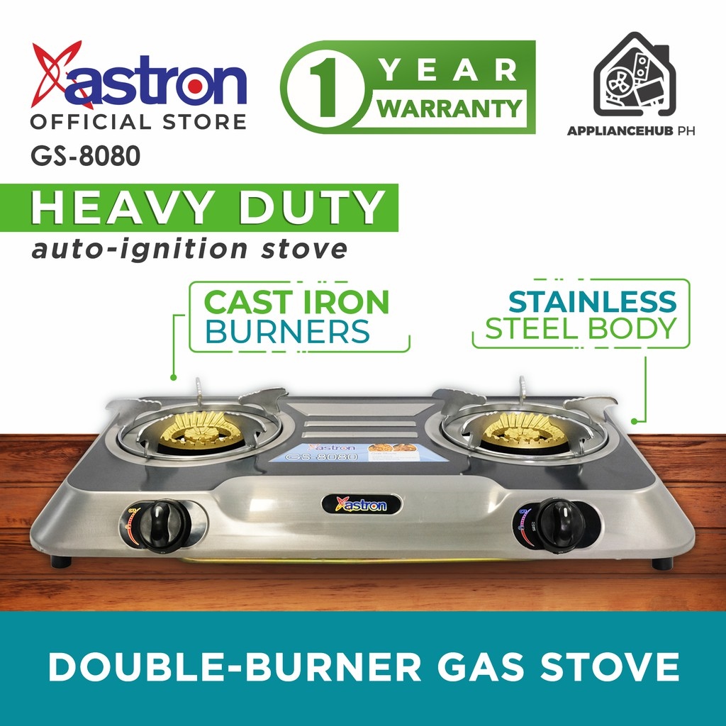 【COD】 Astron GS-8080 Heavy Duty Cast Iron Double Burner Gas Stove ...