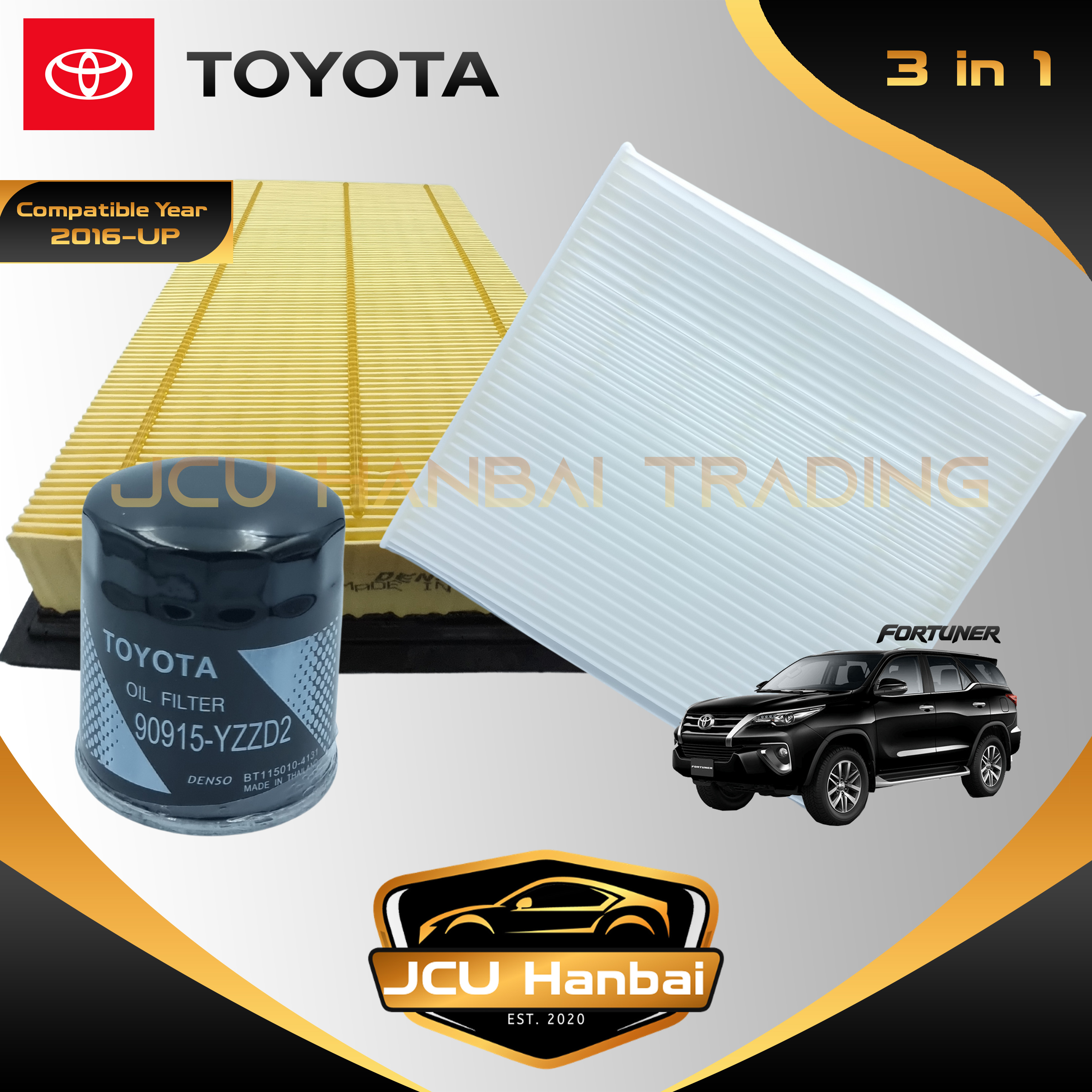 3in1 SET Air Filter, Cabin Filter, Oil Filter for Toyota Fortuner 2016 ...