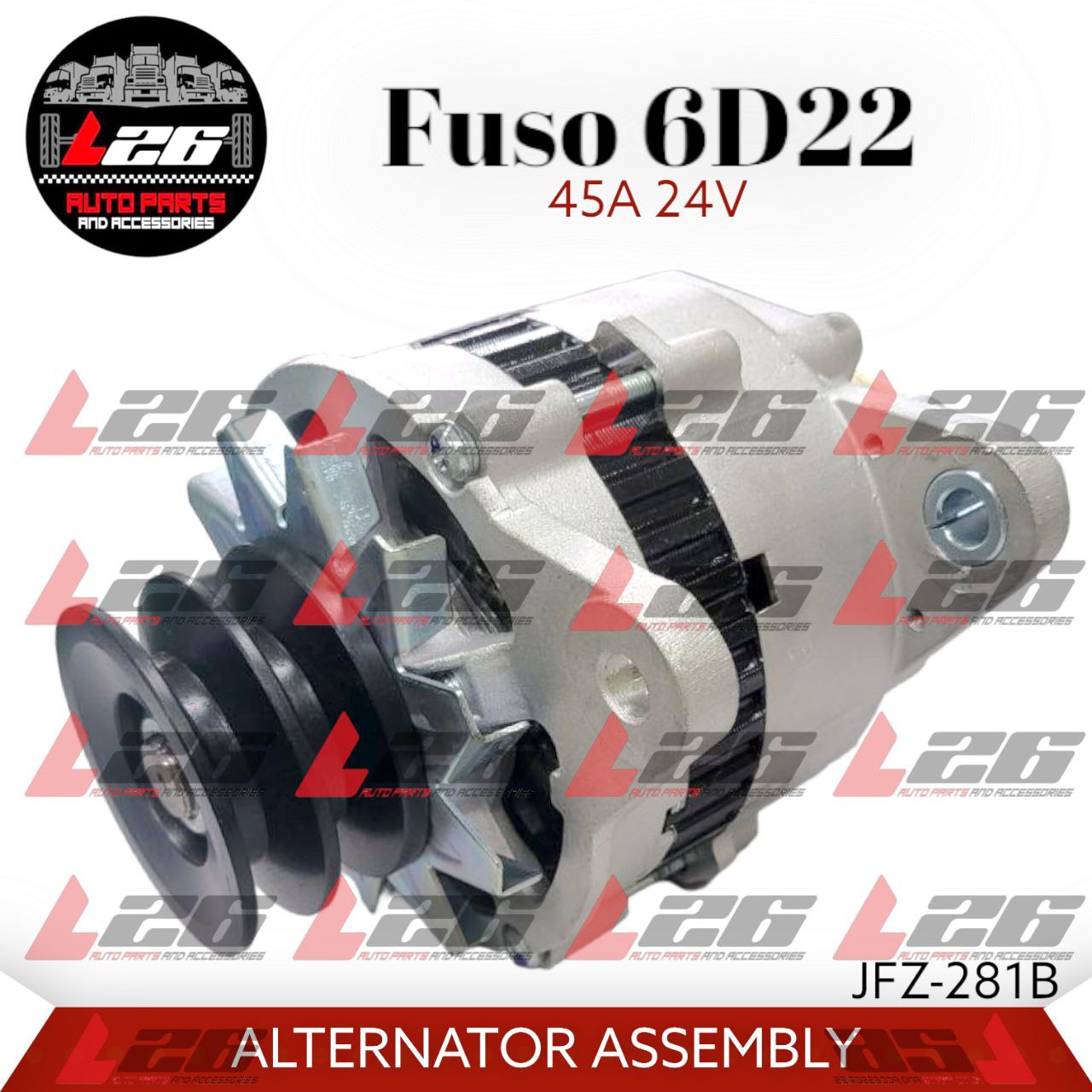 Mitsubishi Fuso 6D22 Alternator Assembly 45A 24v Double Pulley w/o ...