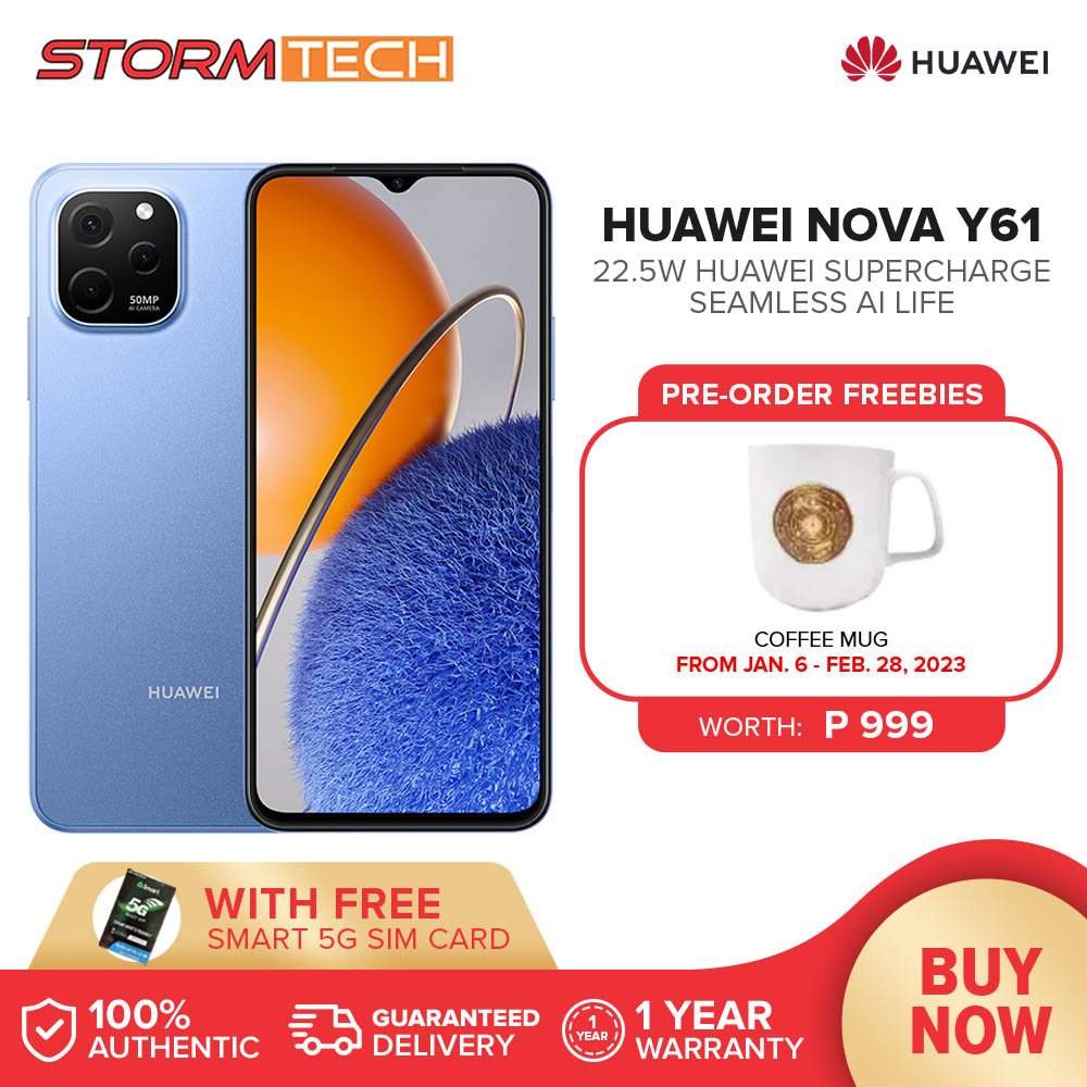 HUAWEI Nova Y61 Smartphone | 6GB + 64GB | 50 MP AI Triple Camera | 22.5W HUAWEI SuperCharge ...