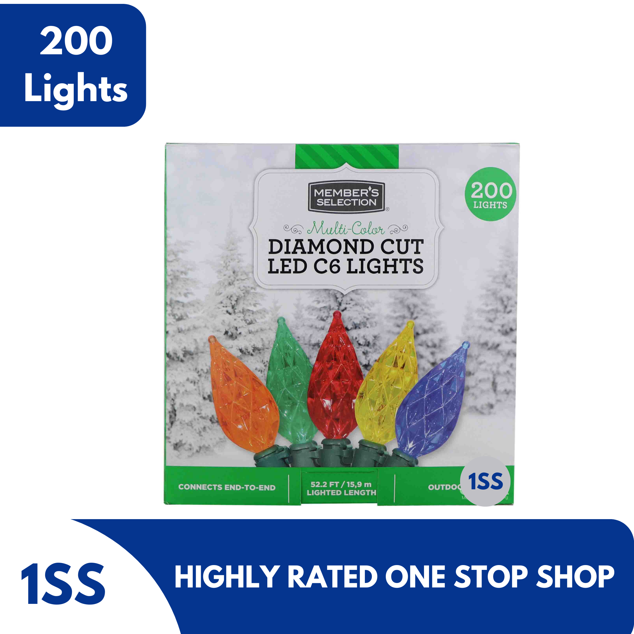 Member's Selection Multi-Color Diamond Cut LED C6 Lights. 200 Lights ...