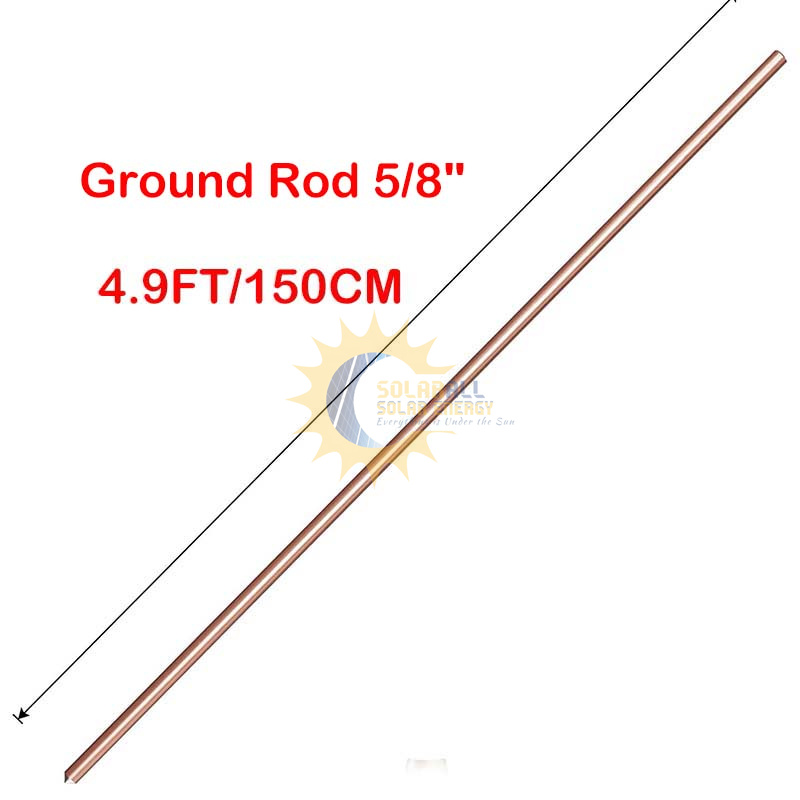 Copper Ground Rod 5/8" x 4.75 Feet Ground Clamp 5/8" for Lightning ...