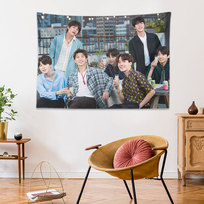 BTS Combination Tapestry Popular Idol Group Wall Decor Hanging Ins ...