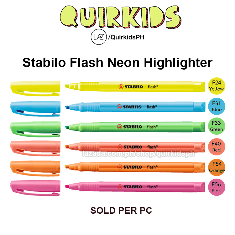 Stabilo Flash Neon Highlighter Pocket Slim Marker Fluorescent Color ...