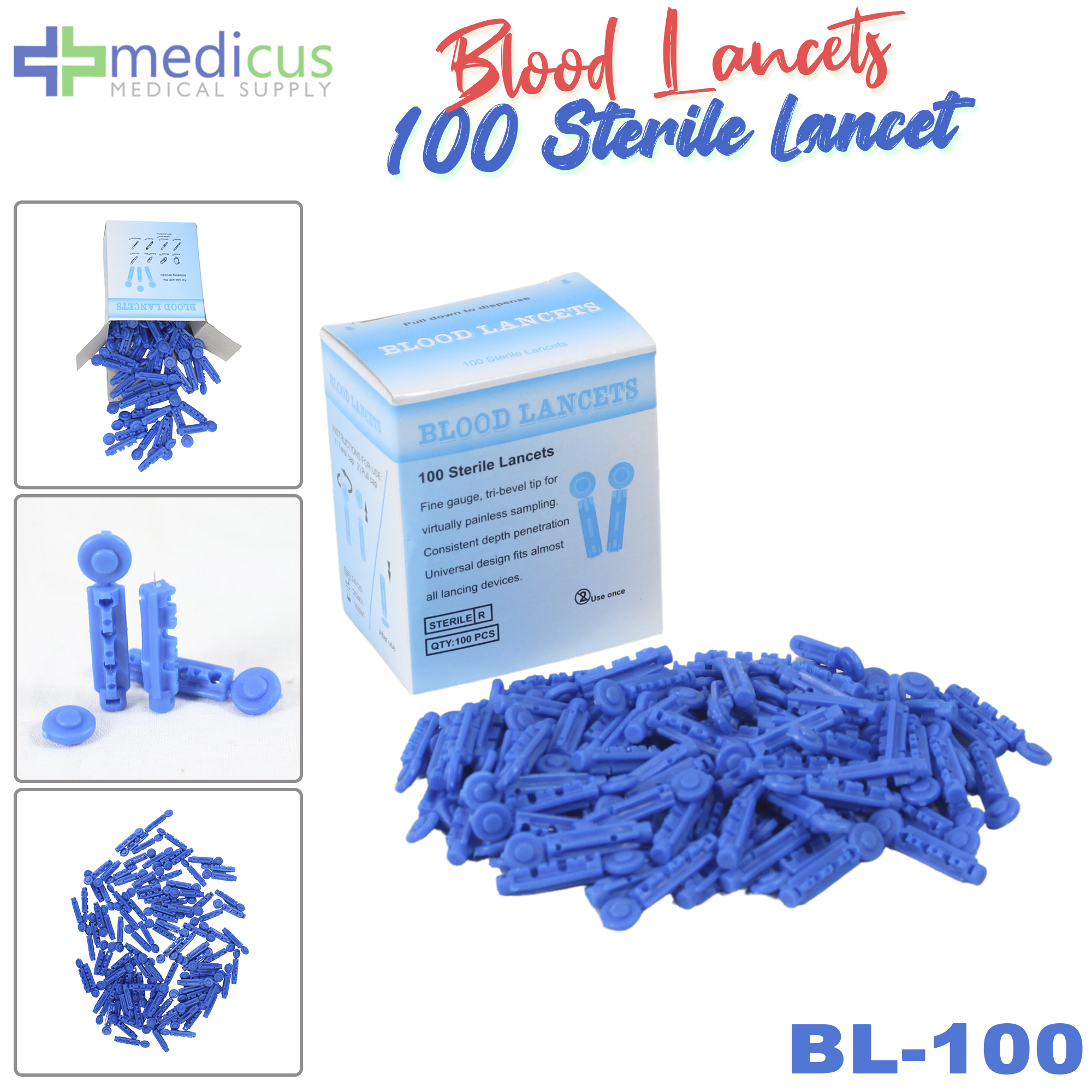 Medicus BL-100 Blood Lancets 100pcs Fine gauge Sterile Lancets | Lazada PH