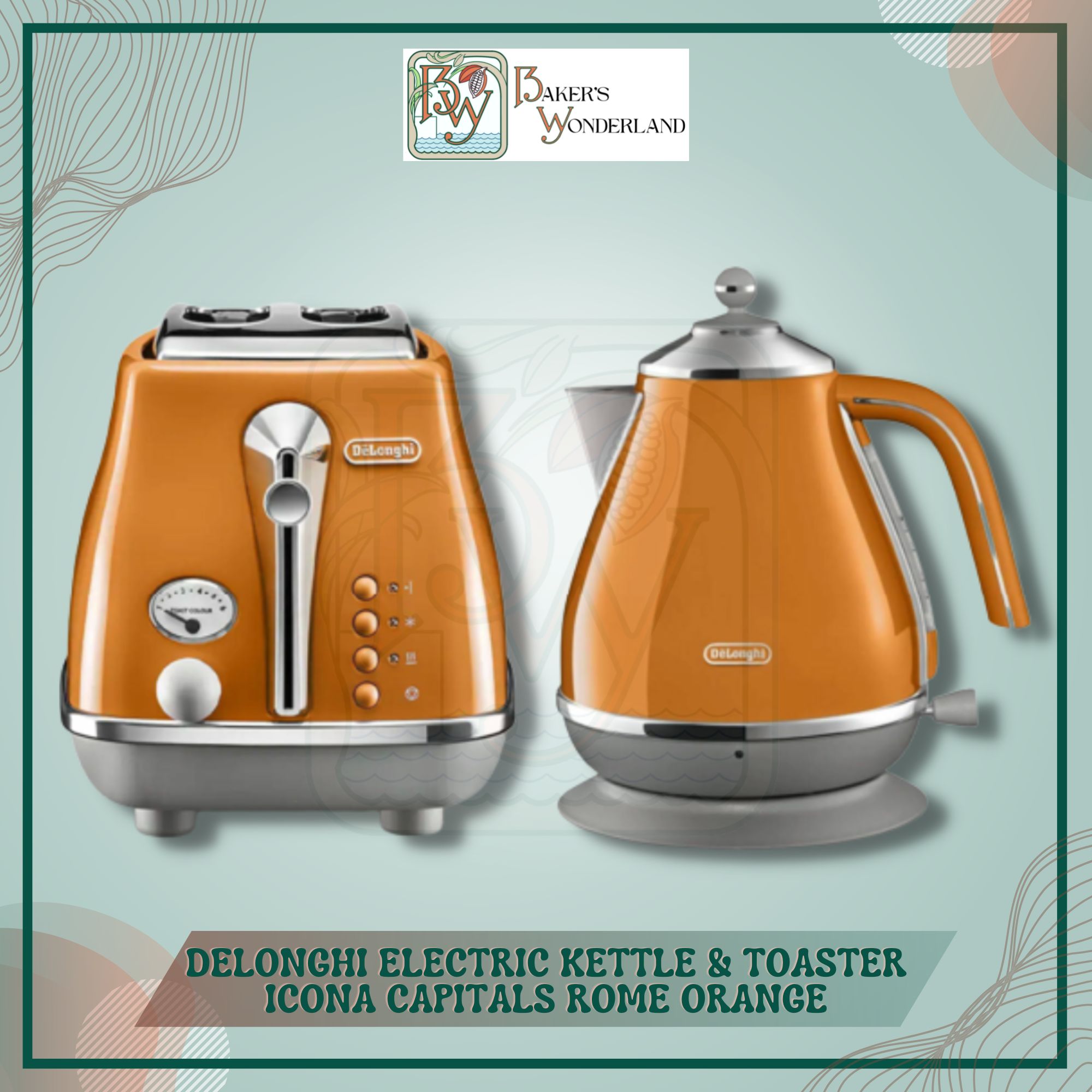 DeLonghi Icona Capitals Kettle & Toaster Set (Rome Orange) | Lazada PH