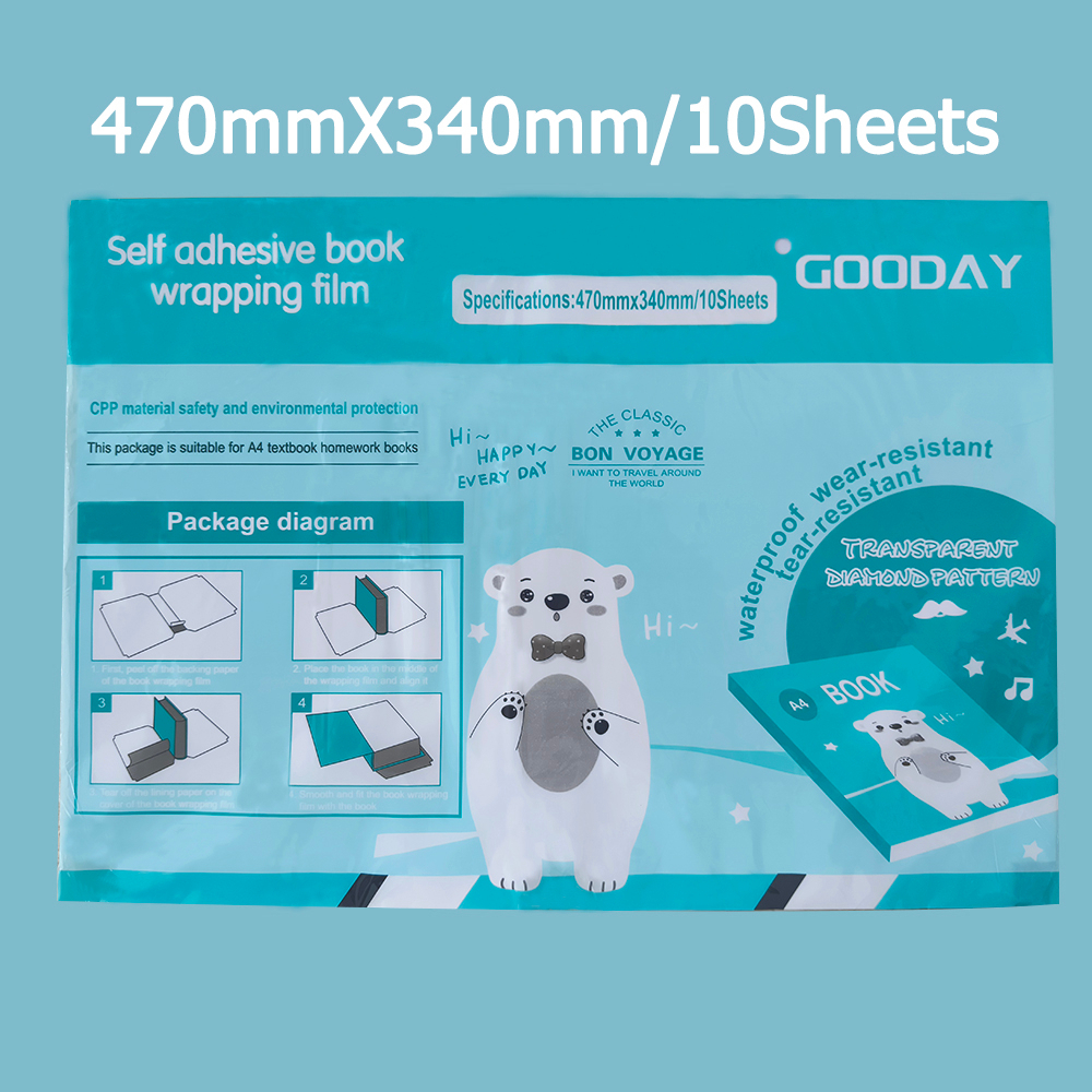10 Sheets Self-adhesive Book Wrap Book Cover Film Diamond Wrapper ...
