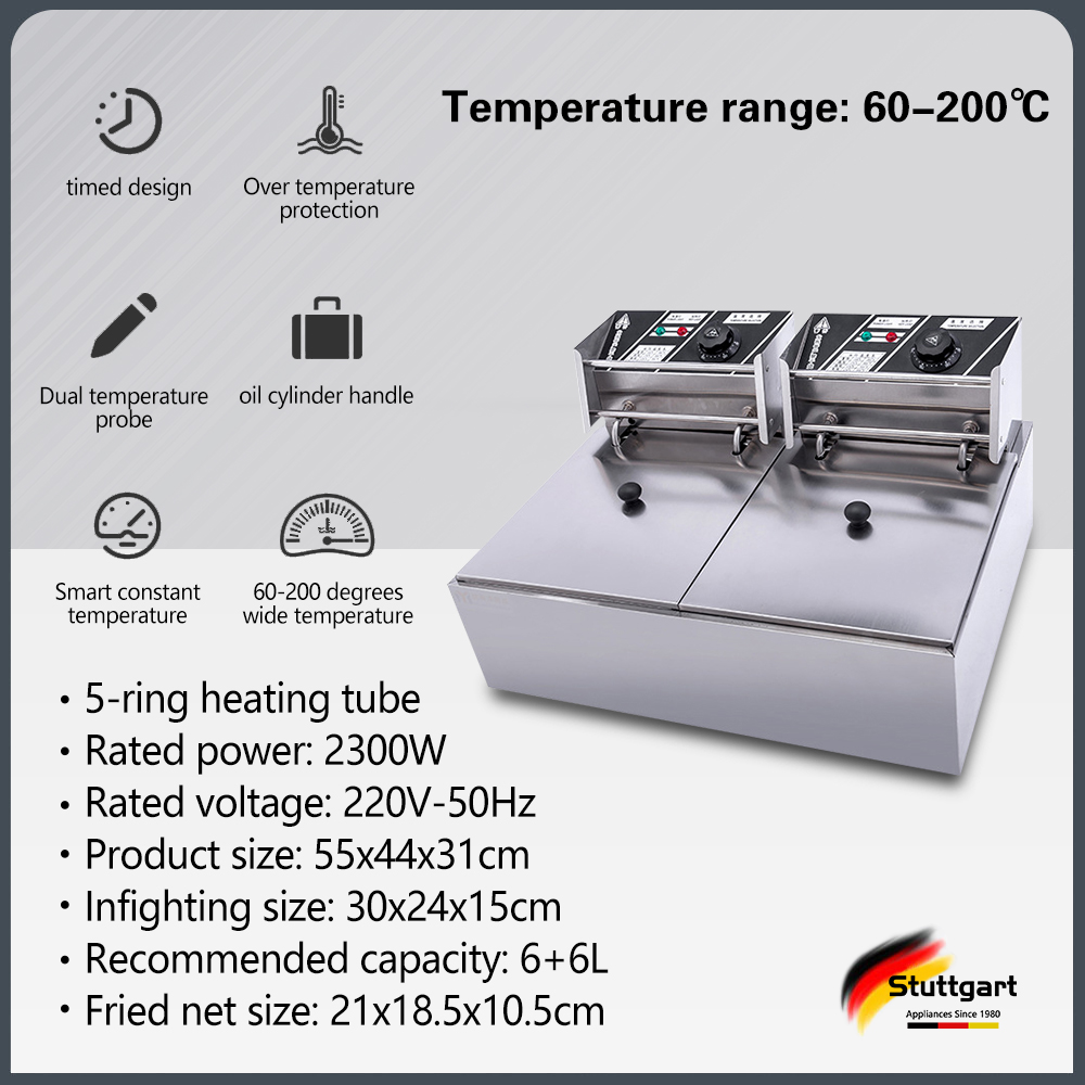 Stuttgart fryer commercial electric fryer double-cylinder large ...