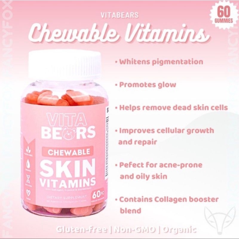 ON HAND Vitabears Skin Fat Buster Flawless Glow Detox Chewable Gummies ...