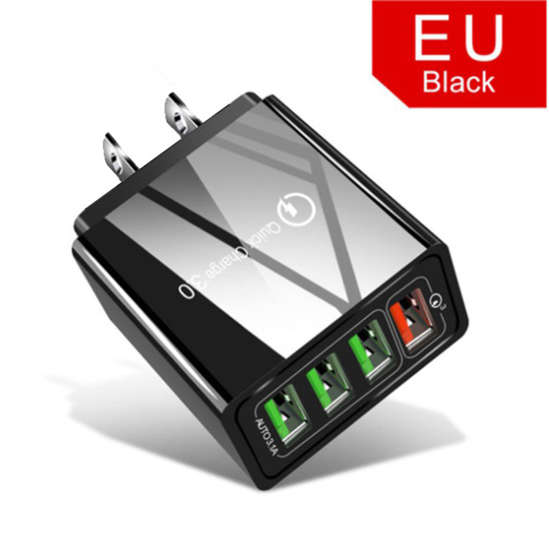 AKZ Portable 4 USB Ports Charger Plug QC3.0 Quick Charge Adapter Mini ...