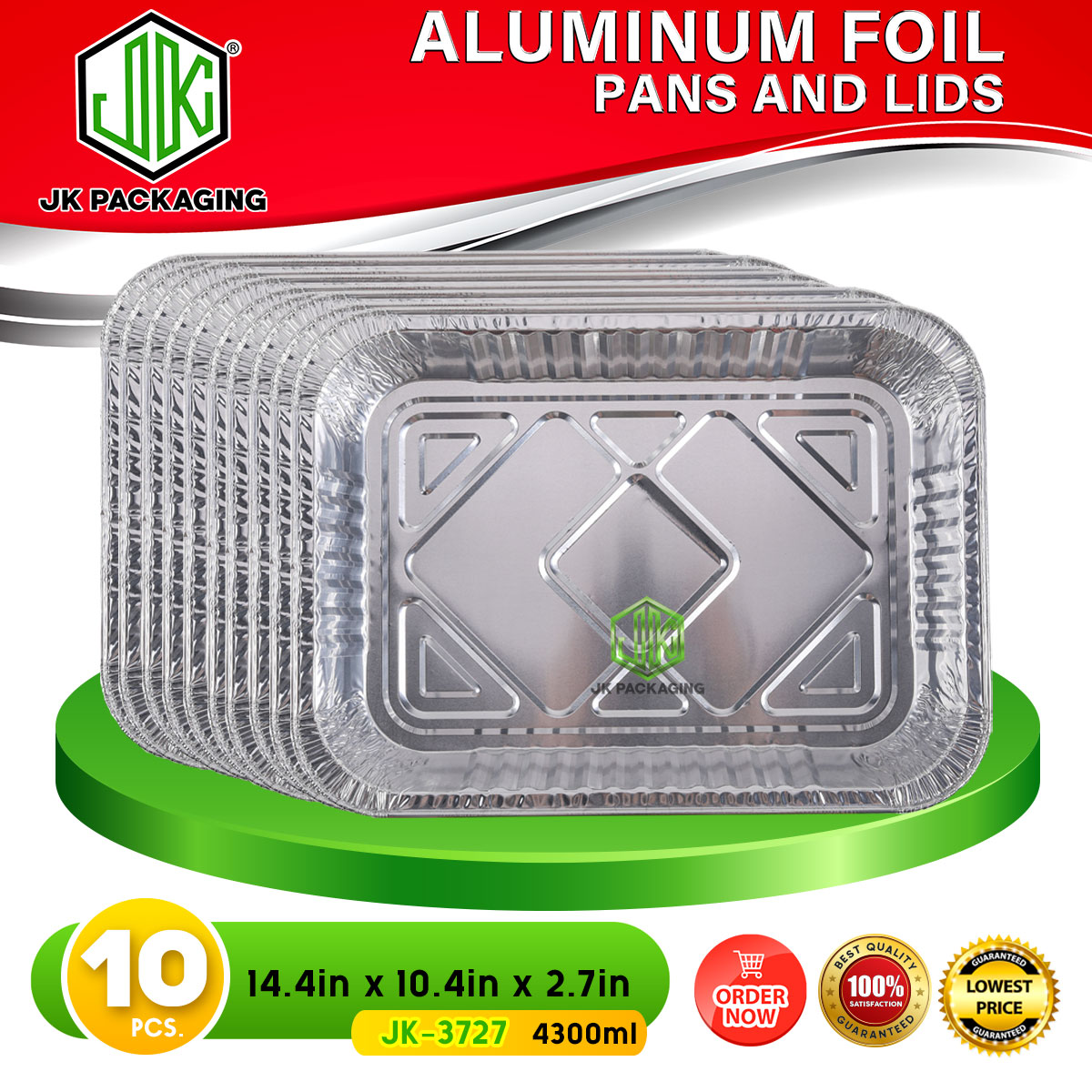 Jk Packaging Jk 3727 Re 4300ml 【 10 Pcs 】14 4 X 10 4 X 2 7 Aluminum