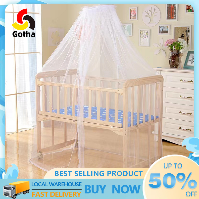Wooden Crib (Kuna) Adjustable and Foldable Baby Bed Set with Mosquito ...