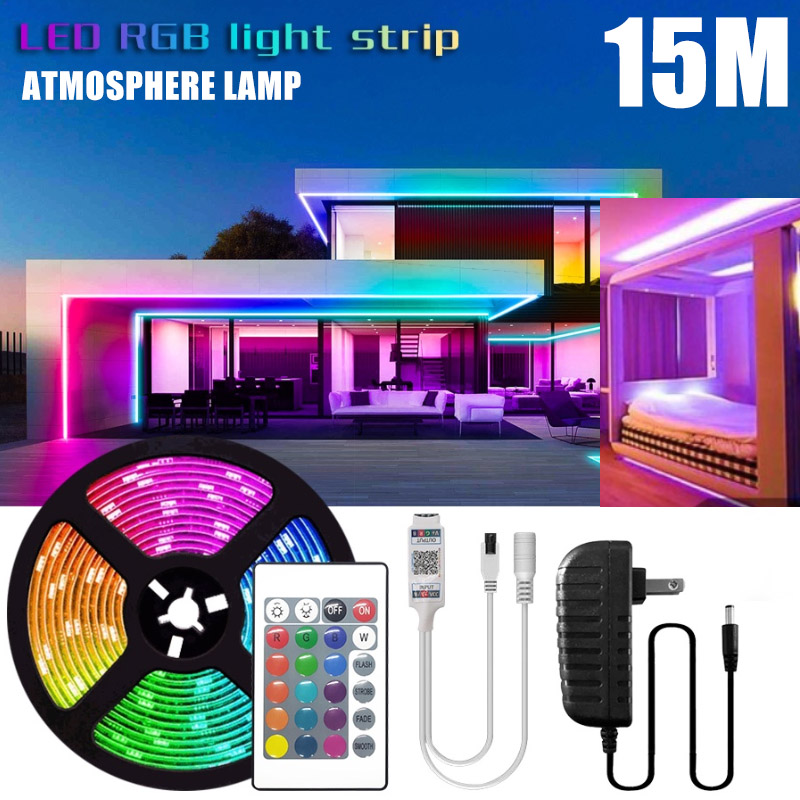 5/10 /15Meters Indoor/Outdoor LED RGB Strip Light Color Changing SMD ...