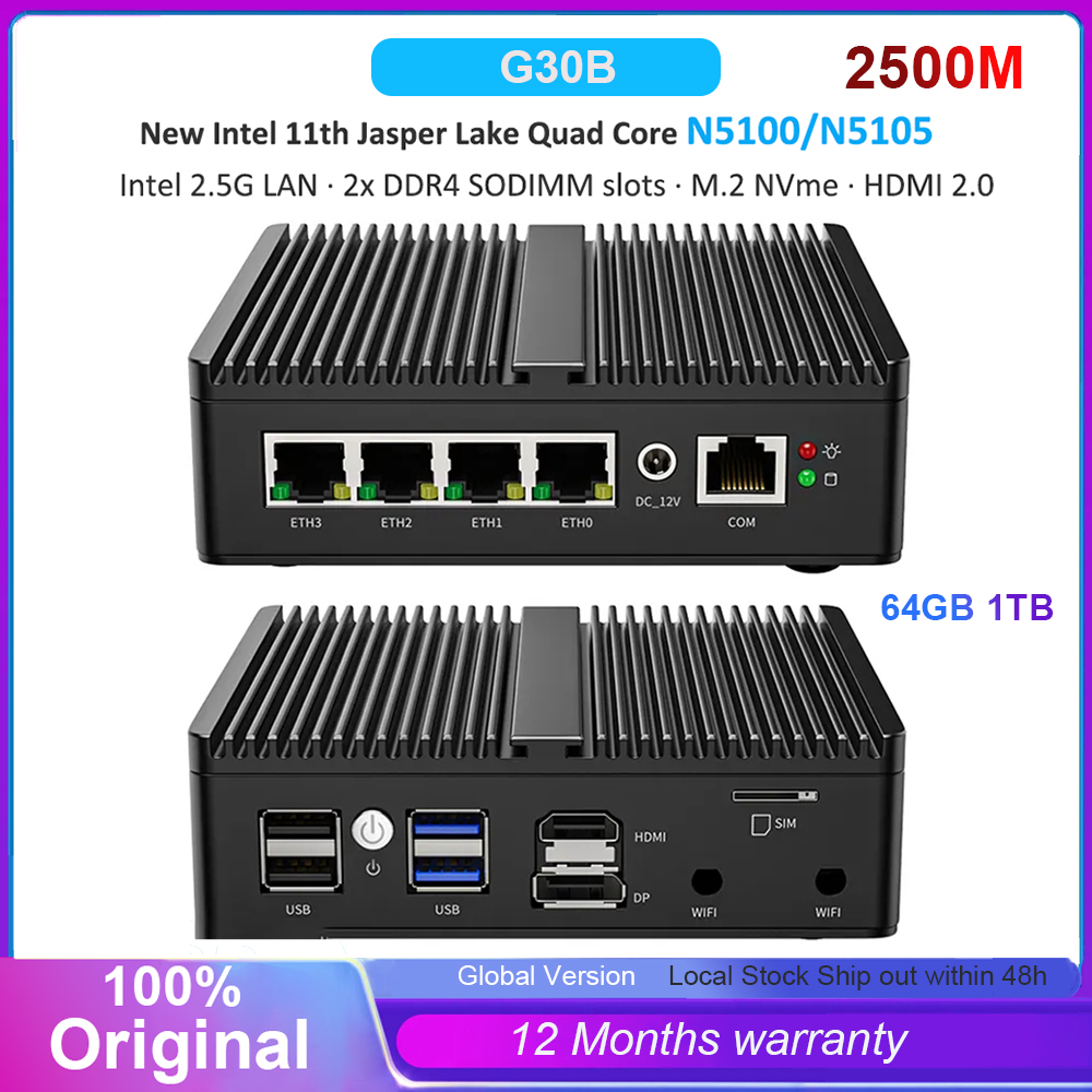 G30B 11th Gen N5105 Soft Router 4 Intel i225 2.5G LAN pfSense Firewall ...