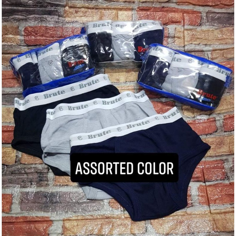 Brute Brief for kids all white assorted color in 3pcs pe pack wholesale ...