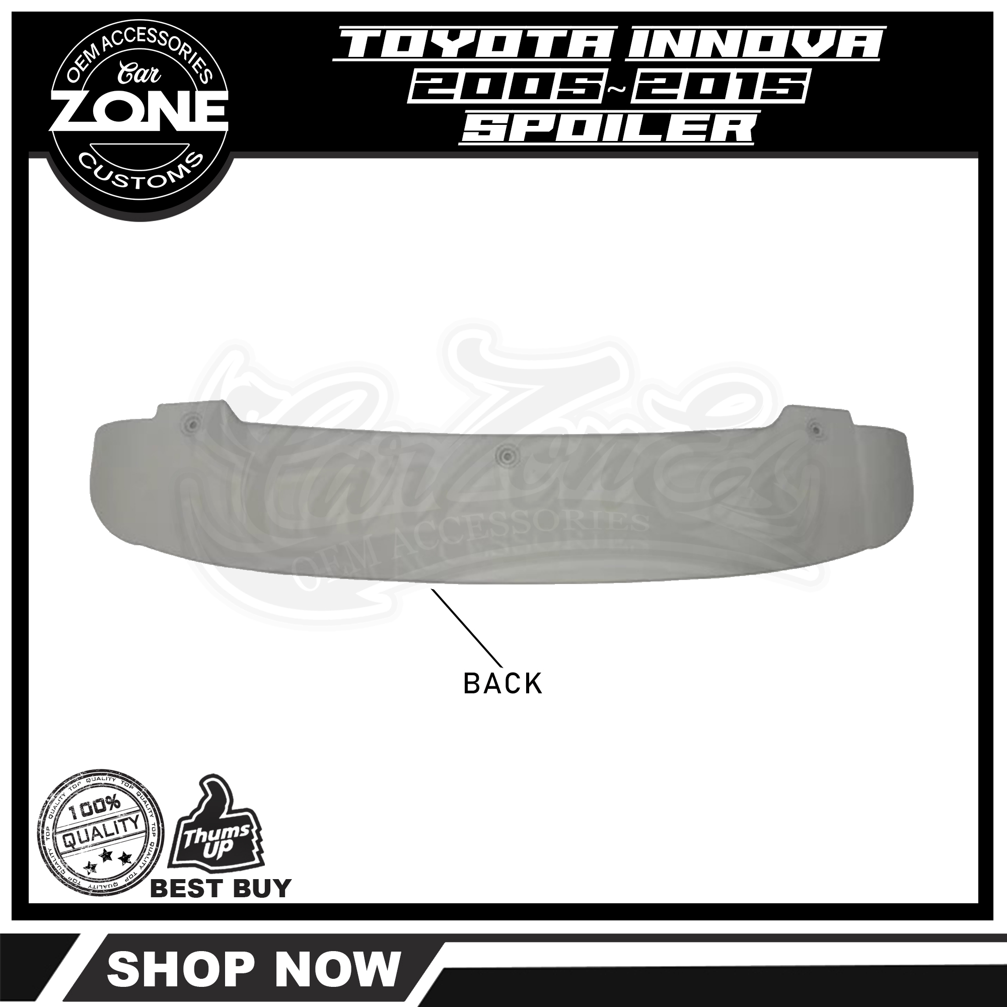 Toyota Innova 2005-2015 Spoiler (Unpainted) with Brake Light | Lazada PH