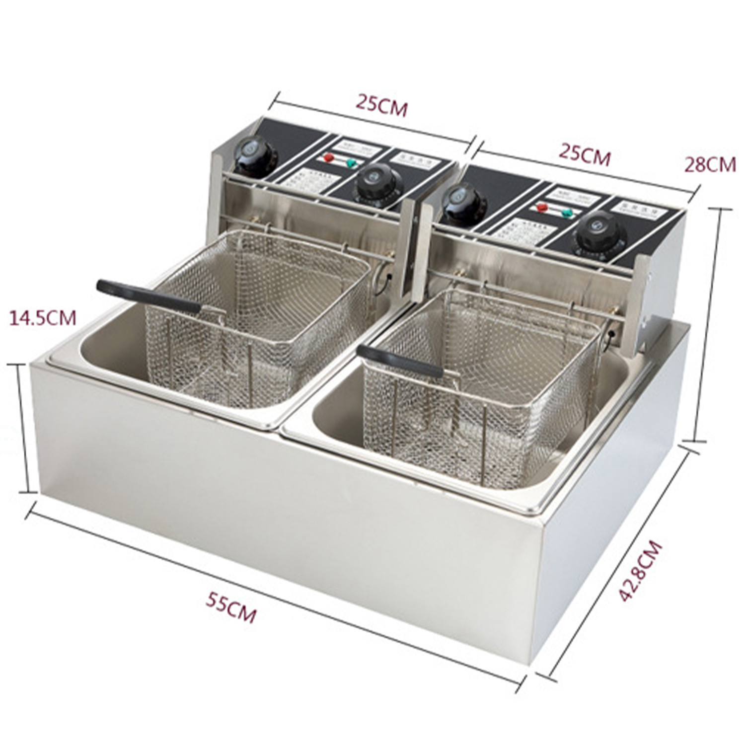 20L Electric Deep Fryer Dual Cylinder Heavy Duty Deep Frying 220V ...