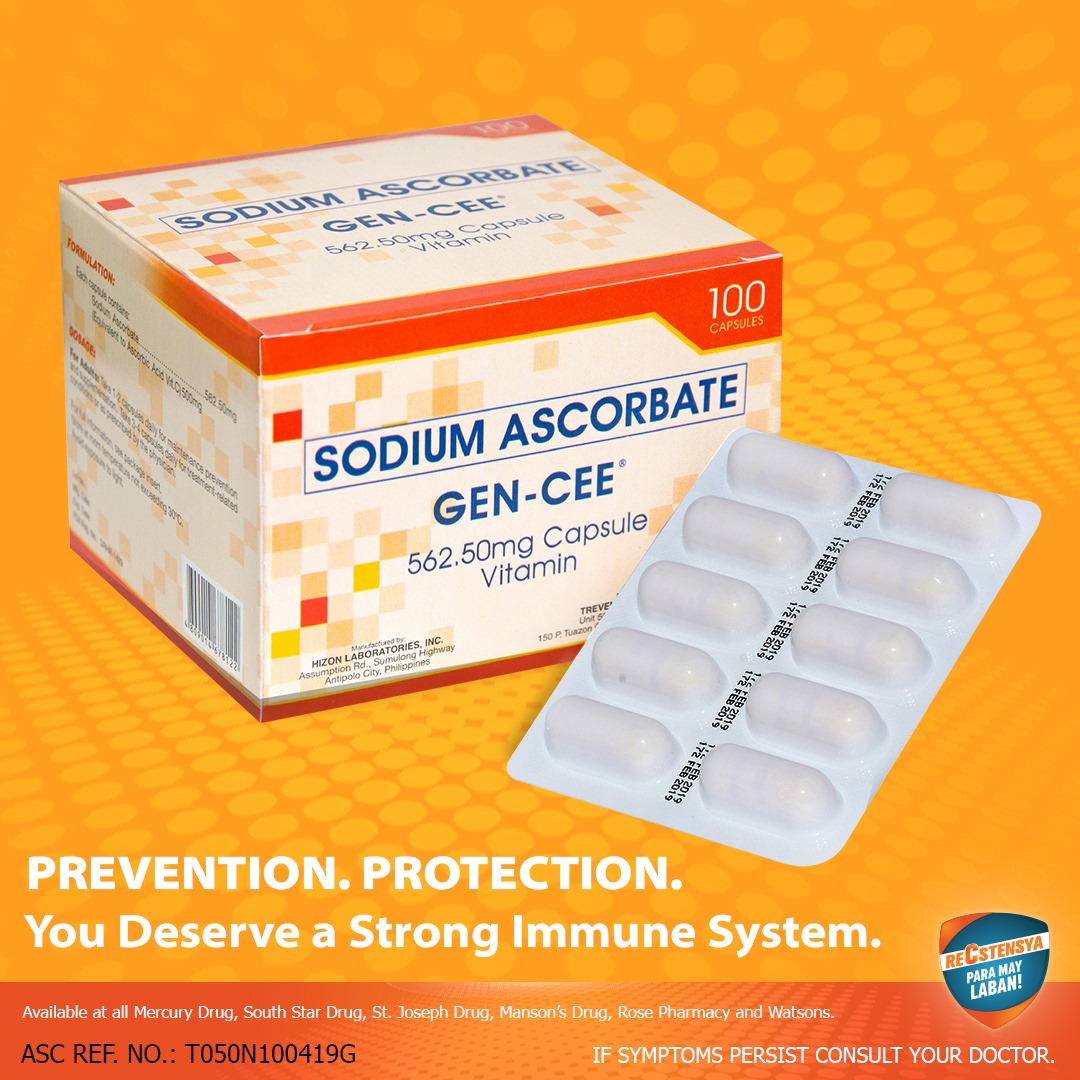 GEN CEE Sodium Ascorbate Gen-cee 562.50 mg 100 capsules | Lazada PH