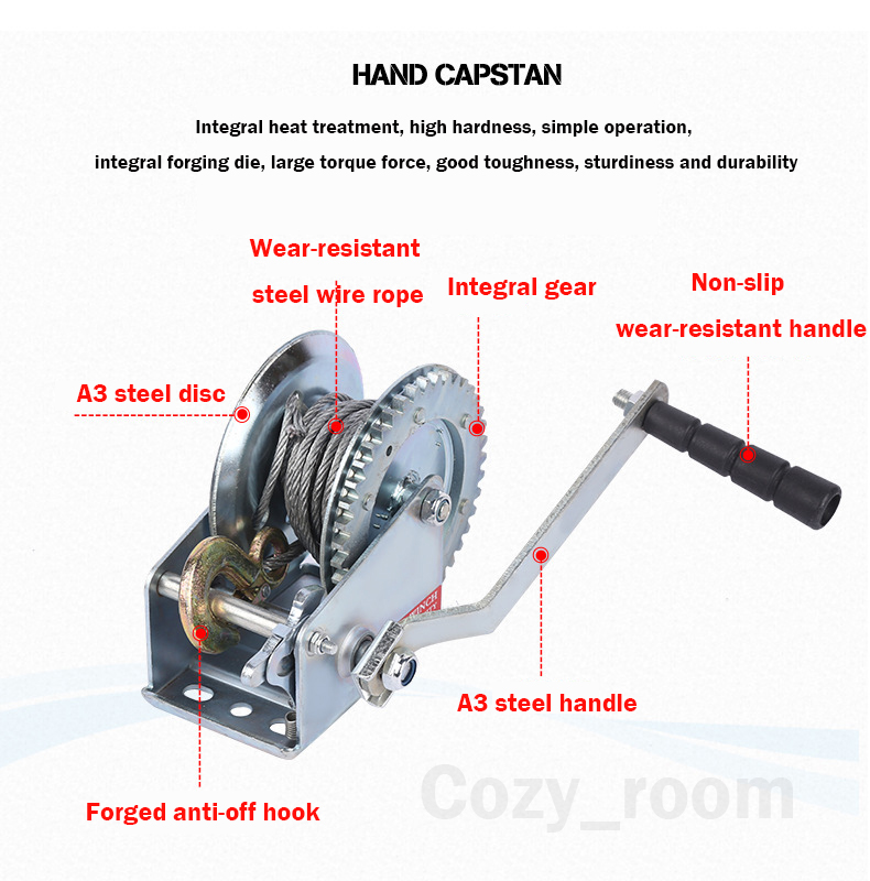 Auto Brake Hand Winch with 10m Cable/1200lbs Capacity | Lazada PH