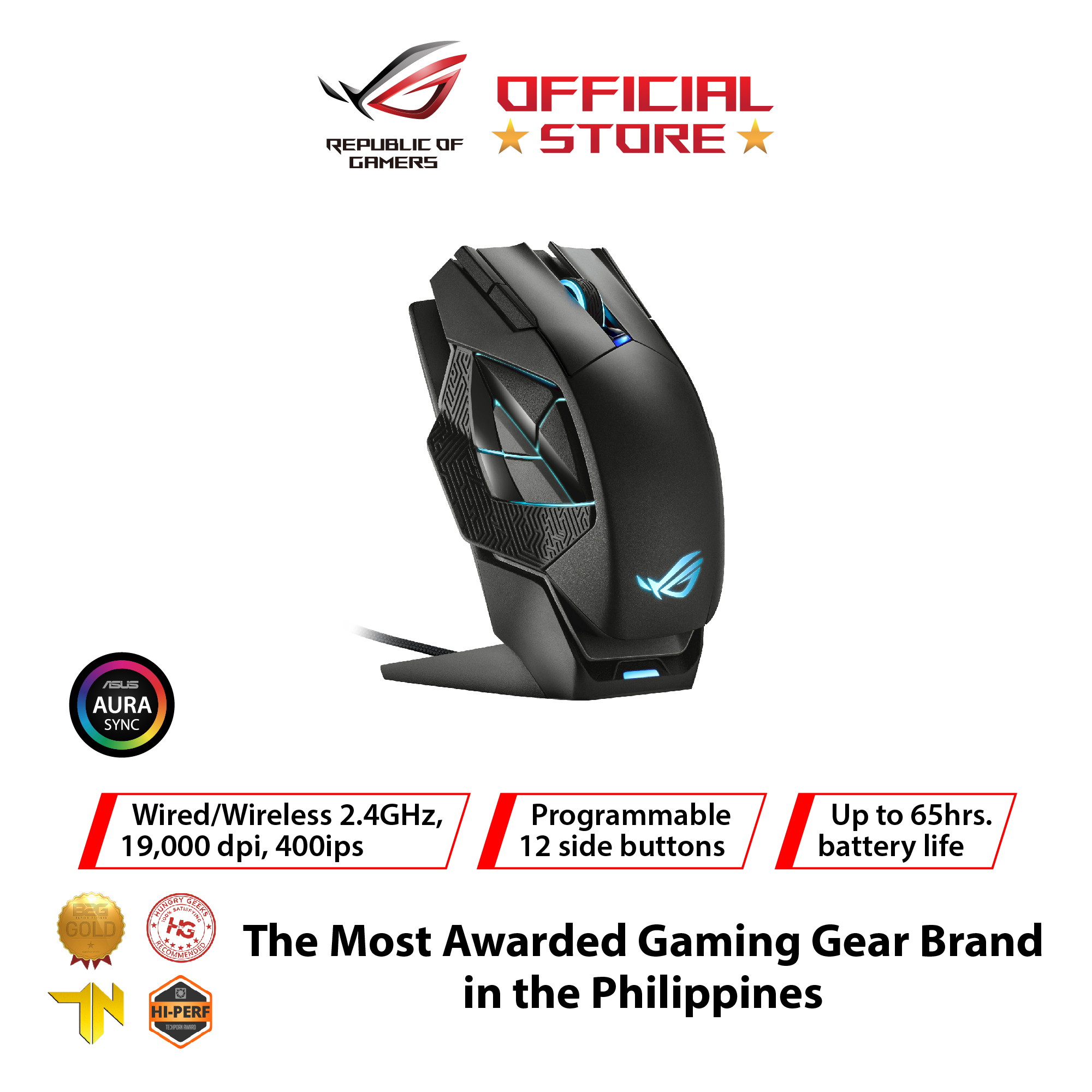 ROG Spatha X Wireless gaming mouse with dual-mode connectivity (wired ...