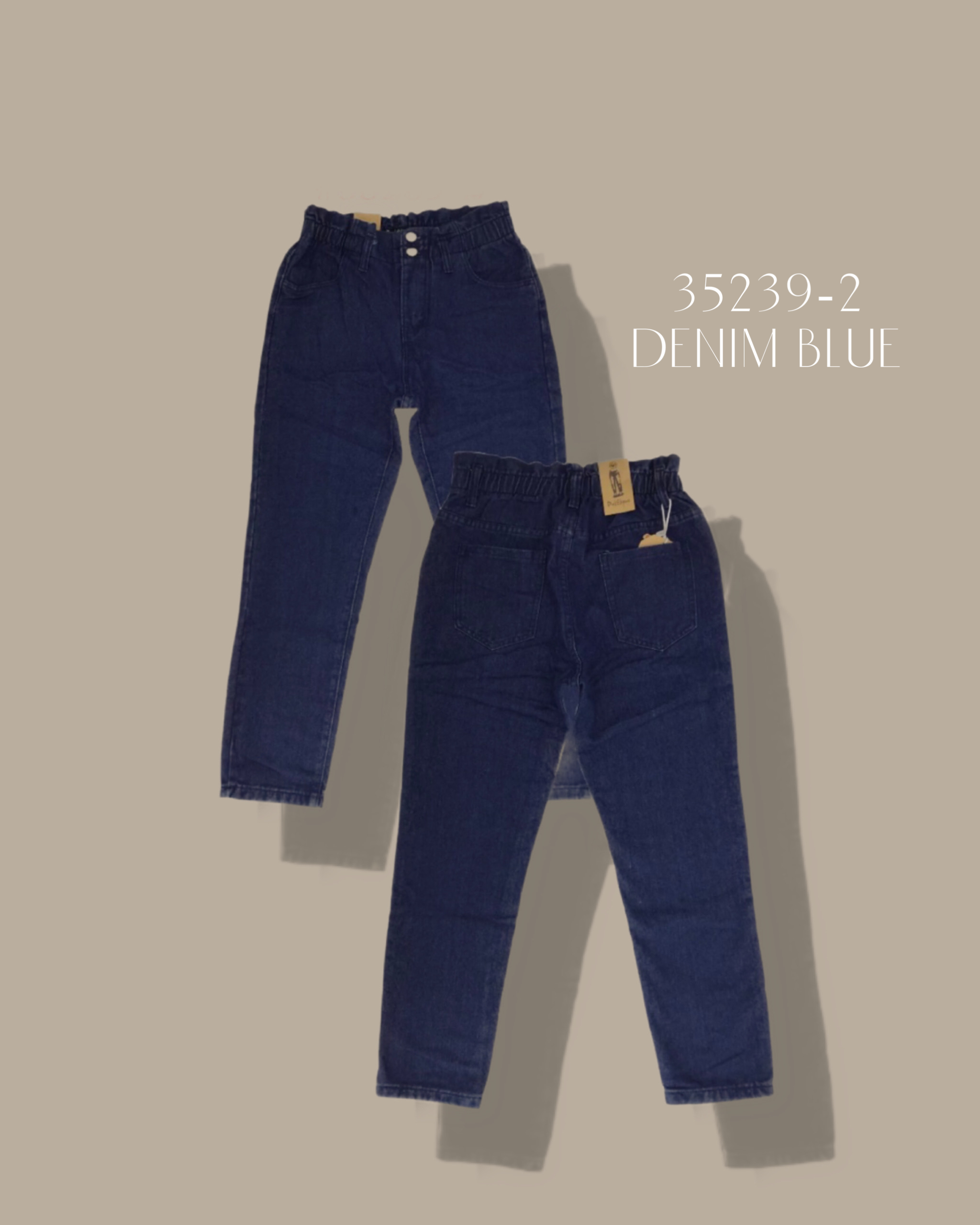 Garterized Denim High Waist Mom Jeans With 2 Bottons | Lazada PH