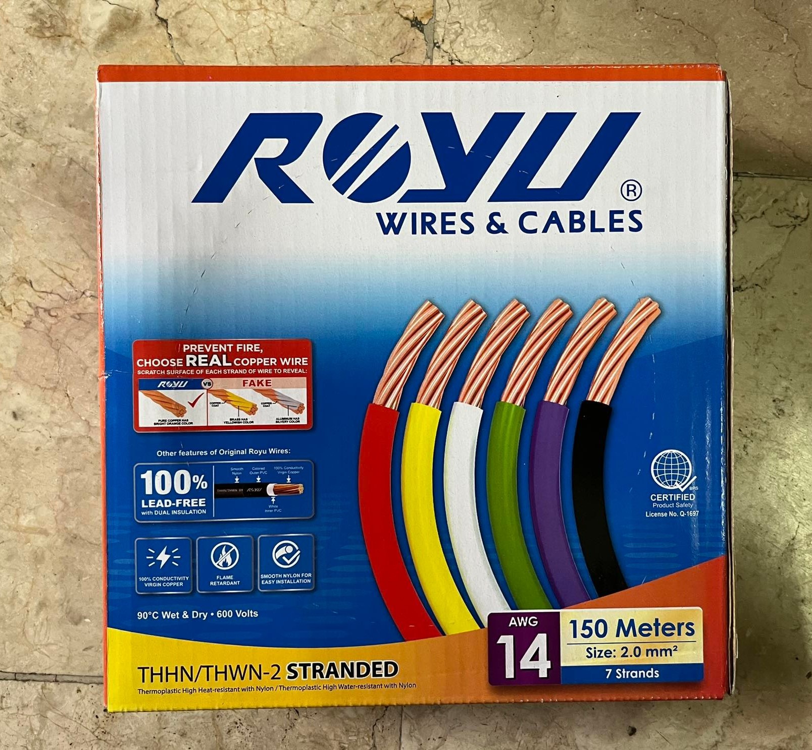 ROYU THHN Stranded Wire #14 ( 2.0mm² ) 150 Meters per Box | Lazada PH