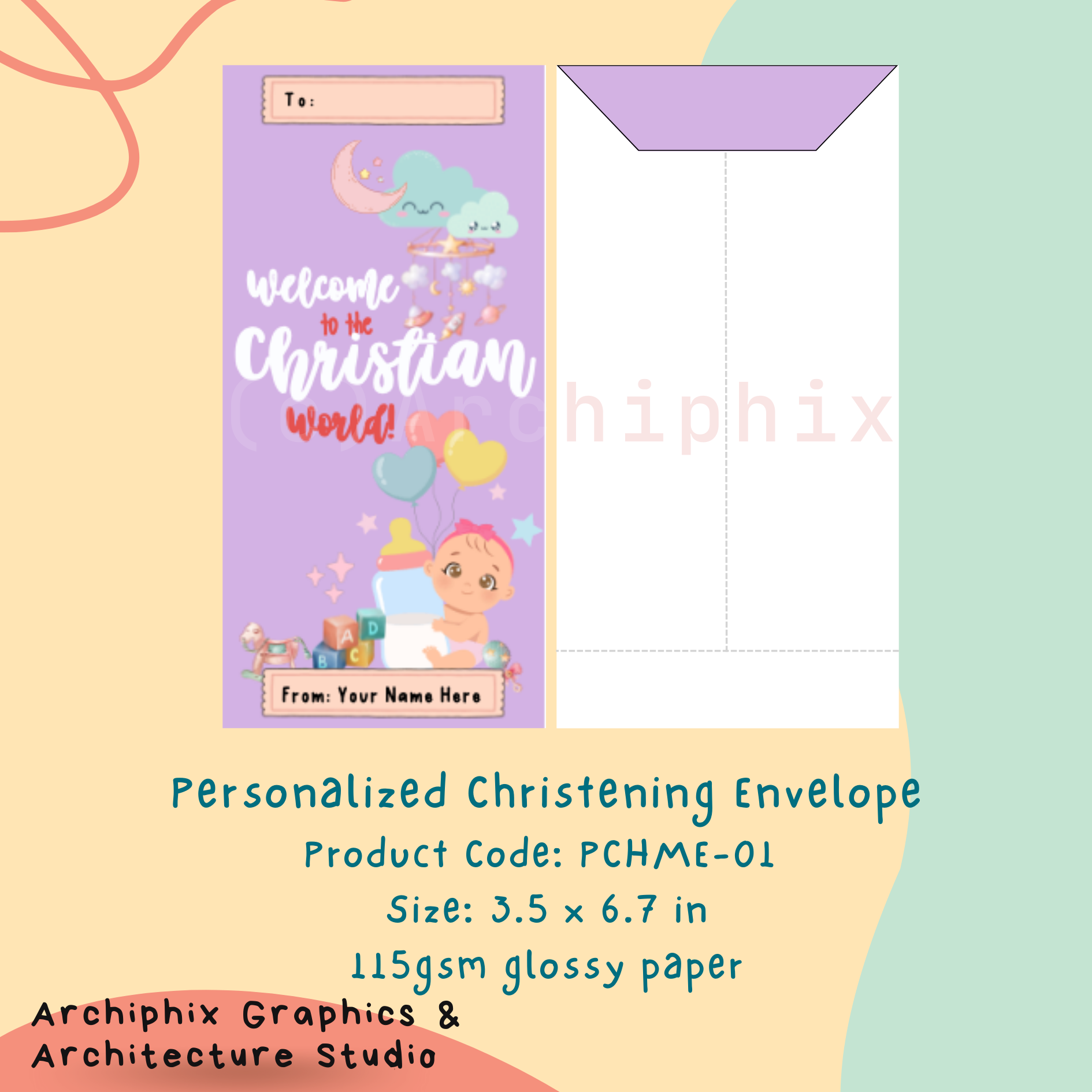 Personalized Christening Baptism Binyag Money Envelope Angpao (5 or 10 ...