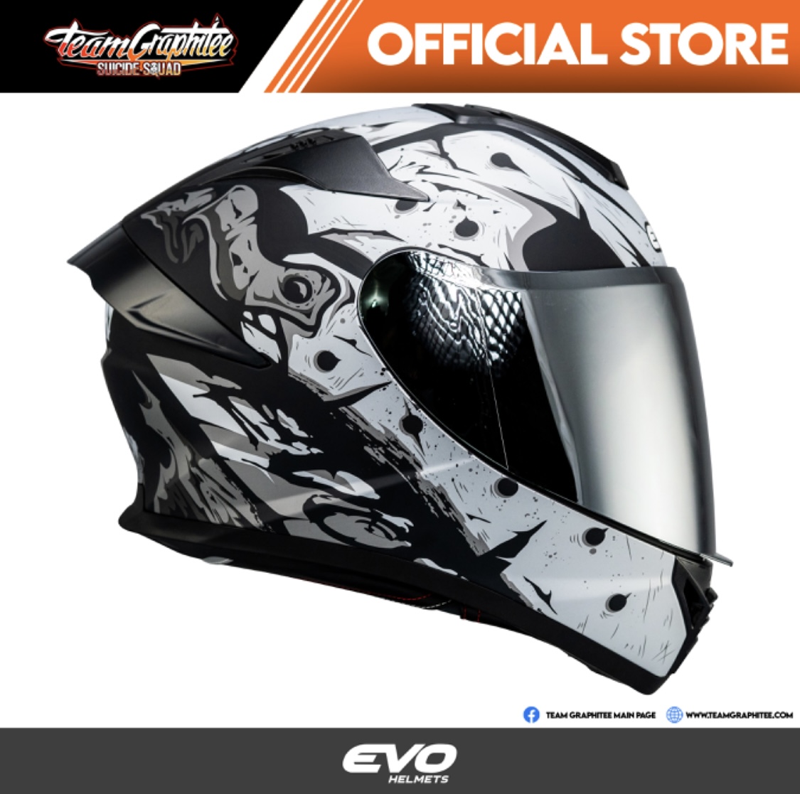 EVO SVX-02 JUDGEMENT DAY SILVER FULL FACE DUAL VISOR WITH FREE CLEAR ...