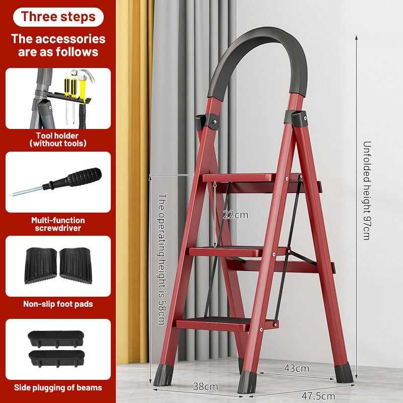 Fortune Home Folding Ladder 3/4/5/6 Steps Carbon Steel Thicker Ladder ...