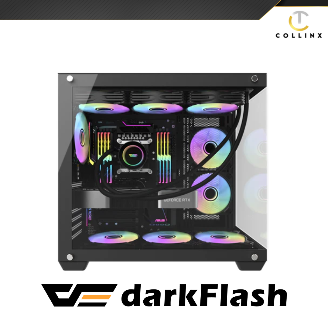 DARKFLASH C285P Case | Glass Side Panel Dual Chamber | ATX PC Case Tempered Glass Panoramic Side ...