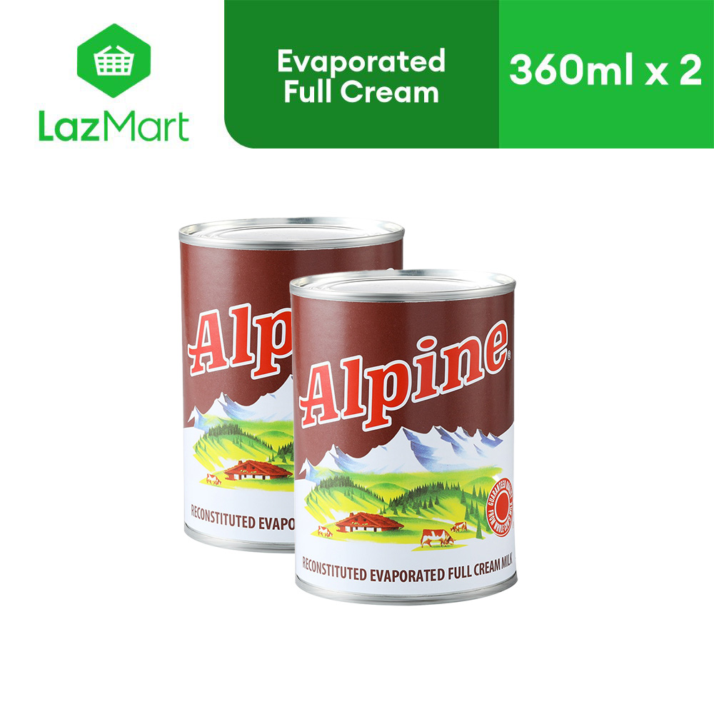 Alpine Full Cream Evaporated Milk 360ml - Pack of 2 | Lazada PH