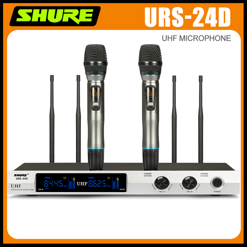 SHURE URS-24D Wireless Microphone 2 handheld Infrared na pagpapares UHF ...