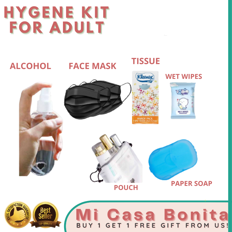 MICASA. New Normal Hygiene Kit. 10ml Alcohol, 3pcs Mask, Wipes, Tissue ...