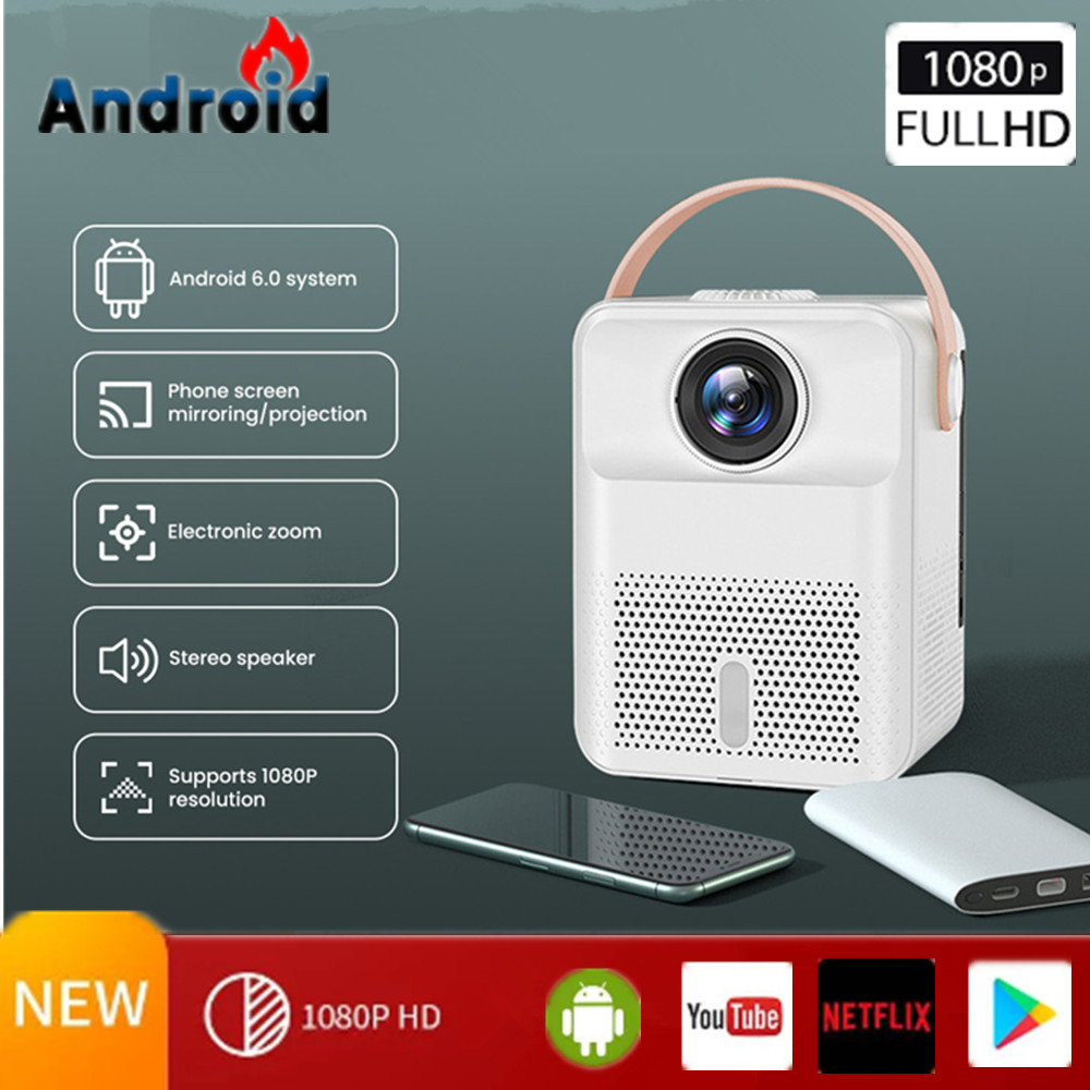 [Local Stock + COD] Android Projector mini portable 1080P 4K Ultra HD ...