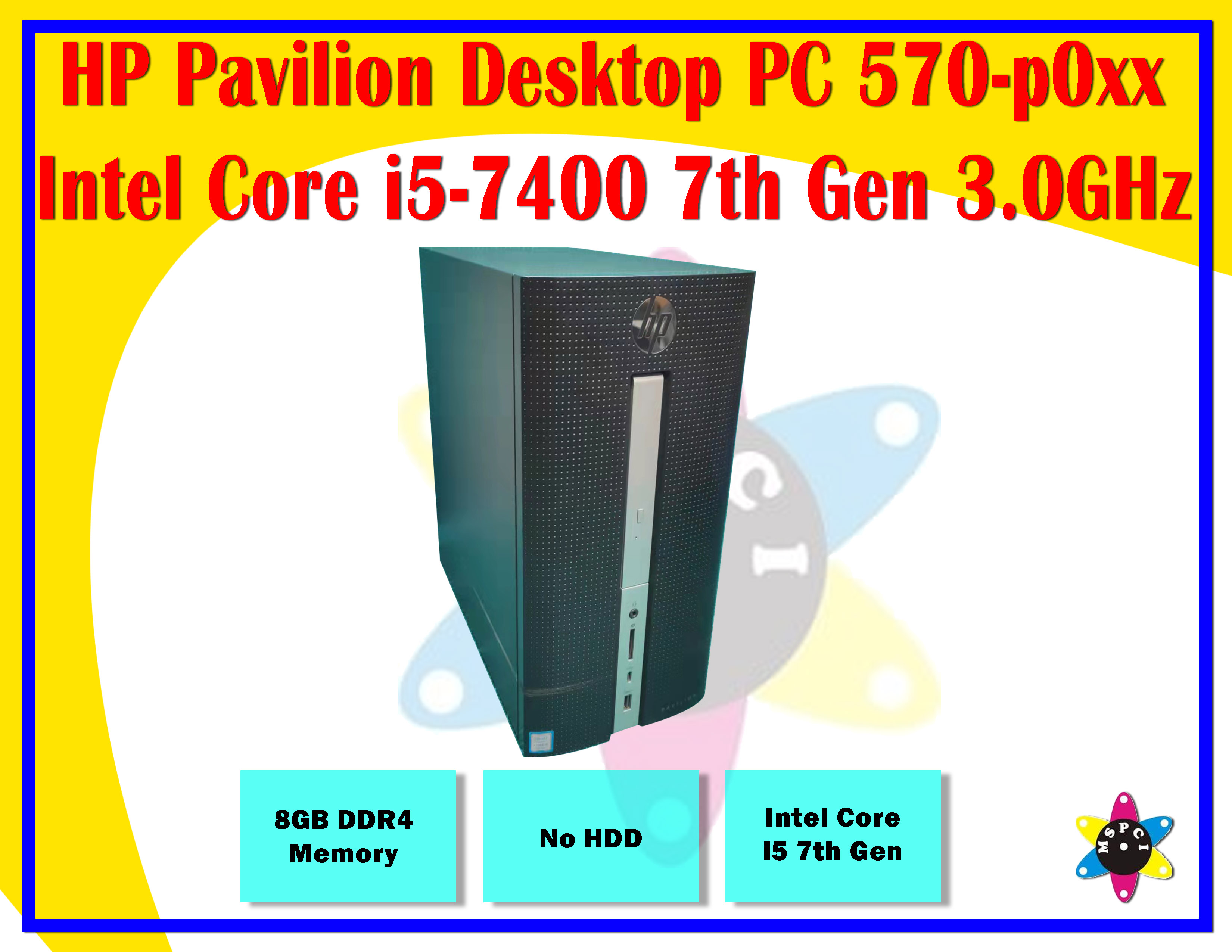 HP Pavilion Desktop PC 570-p0xx Desktop Core i5 7400 7th Gen 3.0GHz 4GB ...