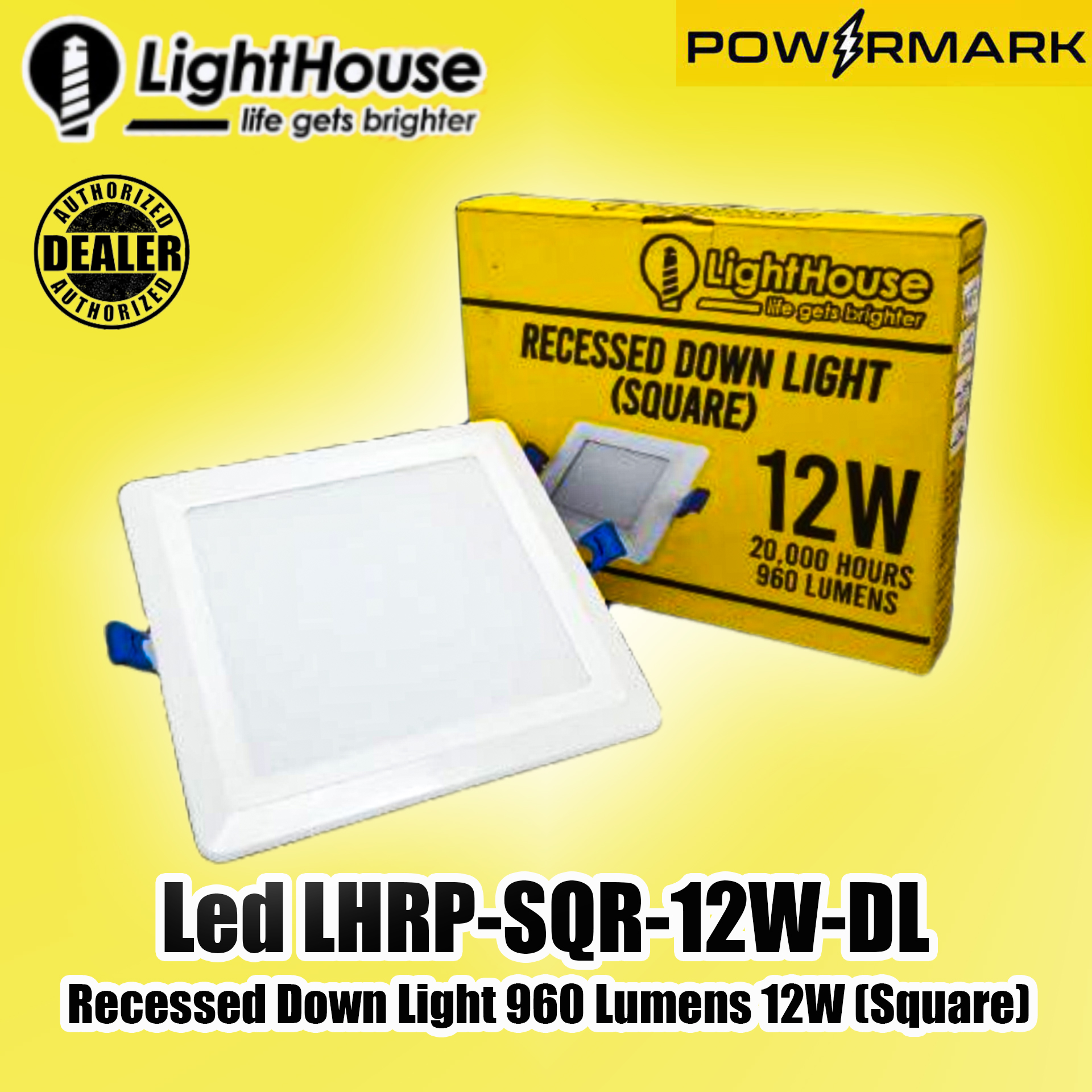 LIGHTHOUSE Led LHRP-SQR-12W-DL Recessed Down Light 960 Lumens 12W ...