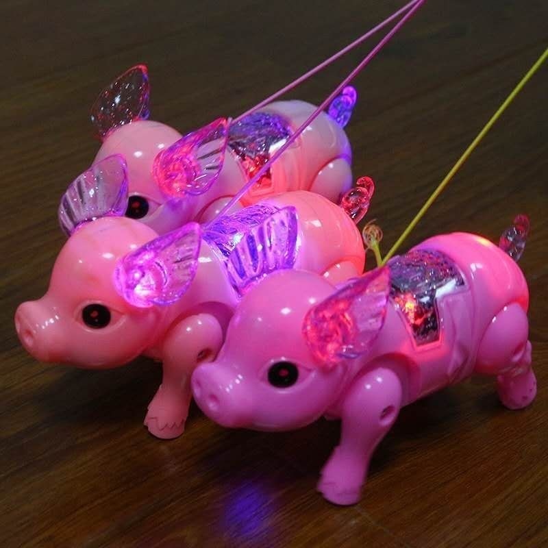 ON SALE Electric lead string light pig toy with string walk pig can run ...