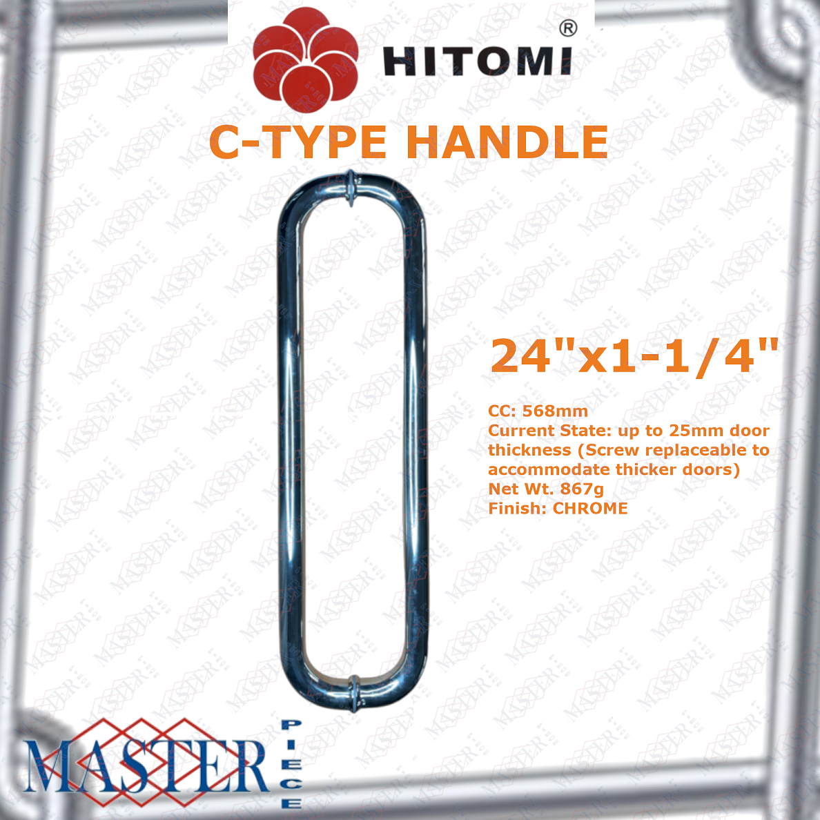 Frameless Handle/ C Type Handle 24inch x 32mm | Lazada PH