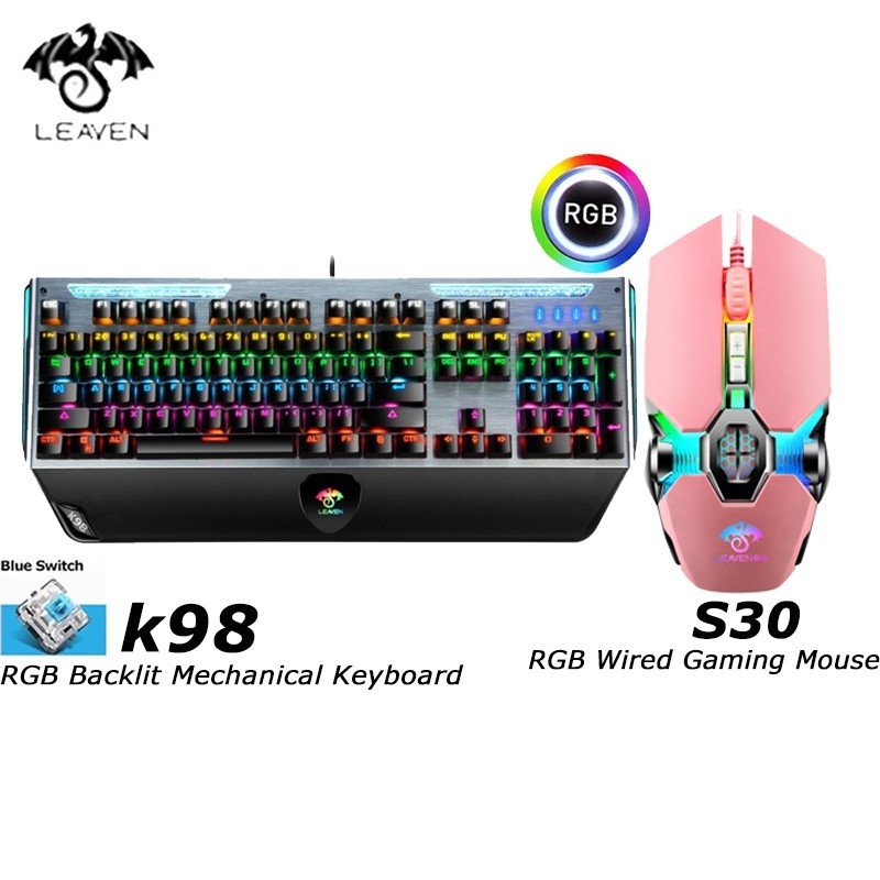 【COD】duguaya43014mq 【PH STOCK】 Leaven K990/K98 Mechanical Backlit Keyboard And S30/M270 RGB ...