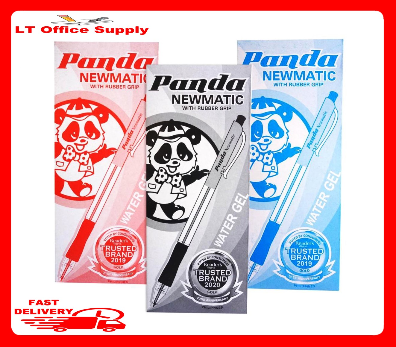 1piece Panda Newmatic retractable ballpen with rubber grip | Lazada PH