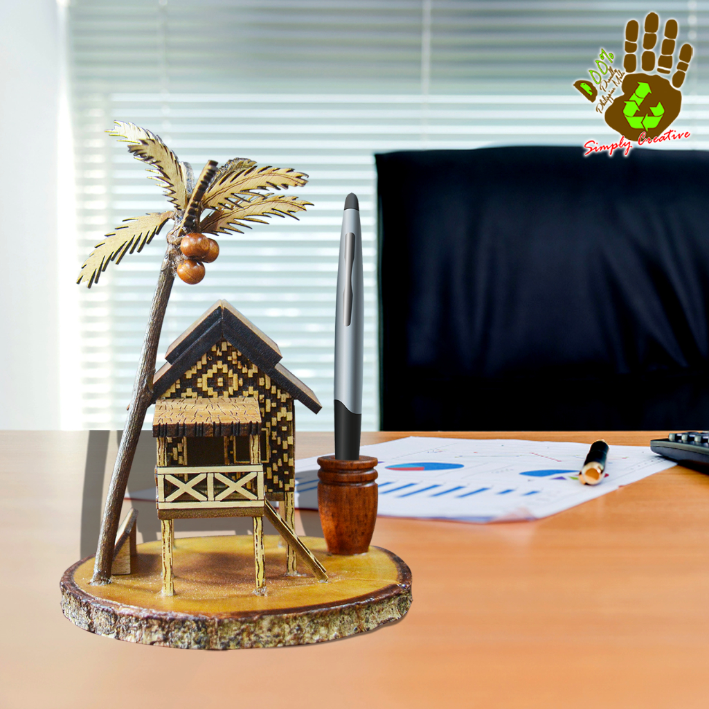 Wooden Bahay Kubo Miniature with Penholder (Medium) | Lazada PH