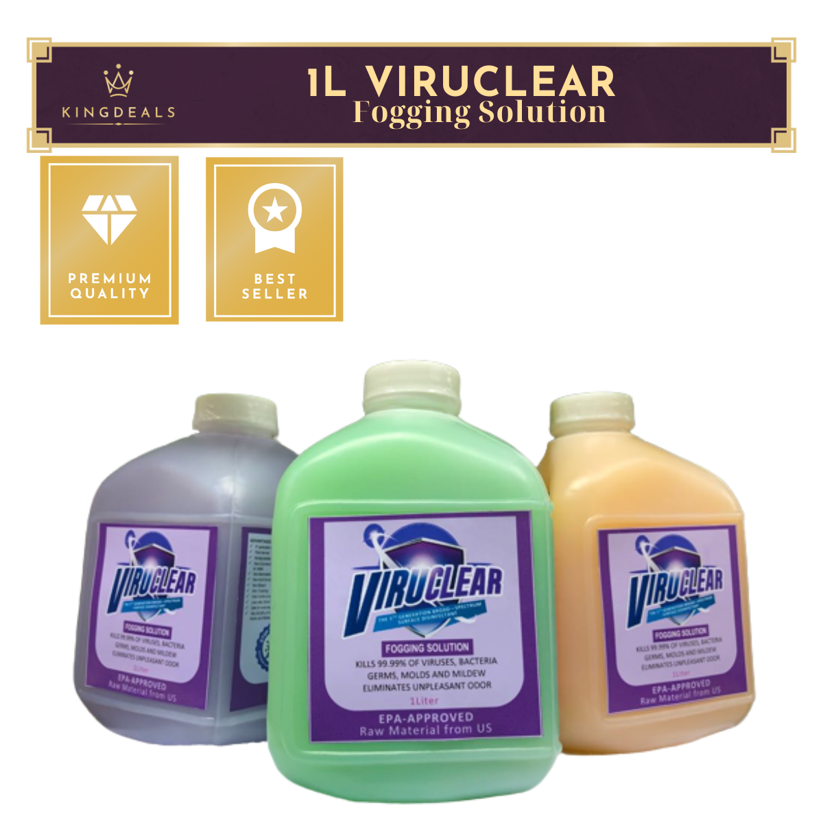 VIRU 1 Liter Viruclear Fogging Solution l EDA Approved l Fog Viruclear ...