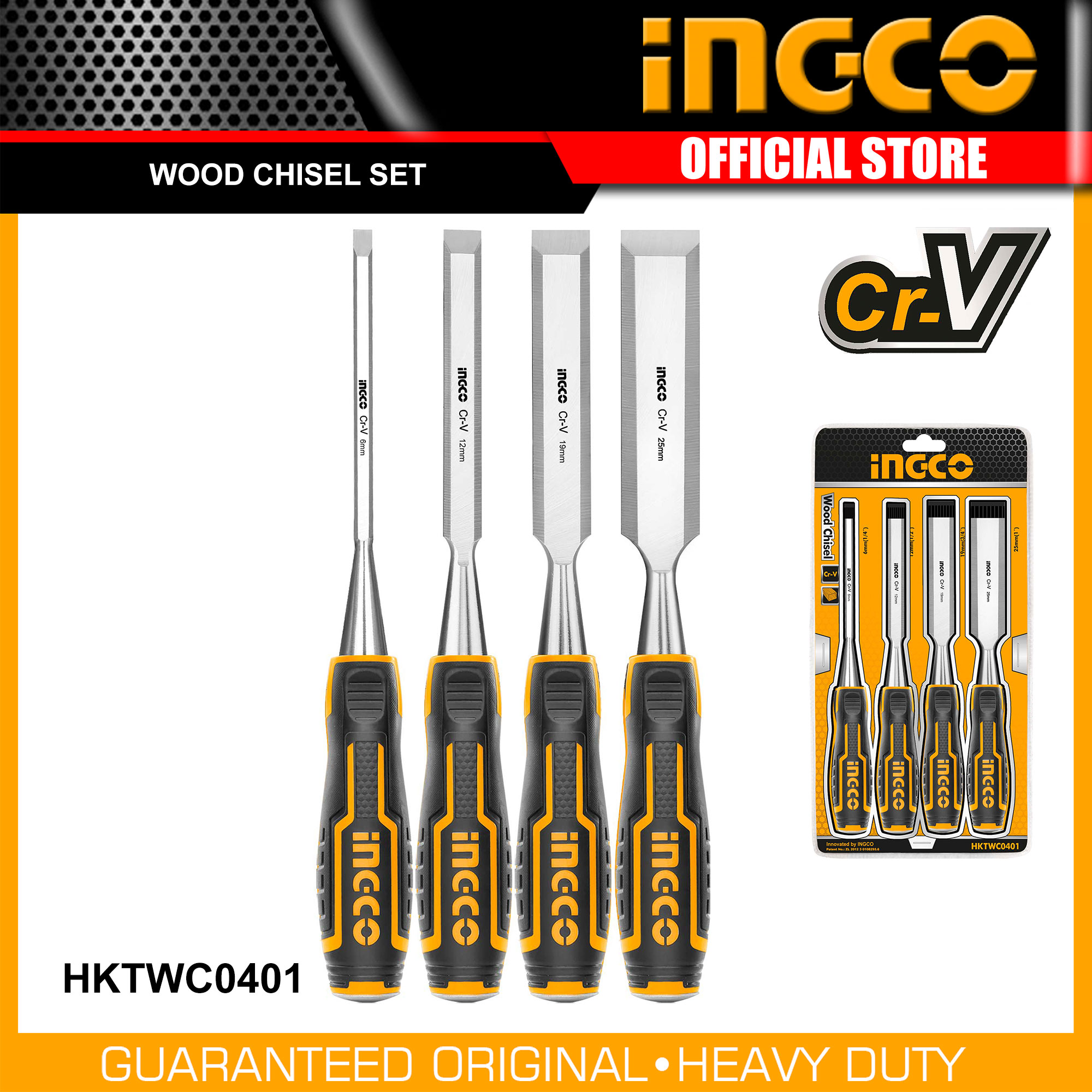 INGCO 4pcs Wood Chisel Set Shaping, Carving, and Cutting Wood Tool ...