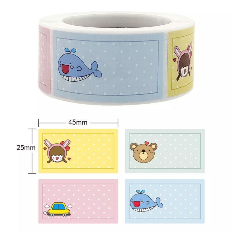 250pcs/roll Name Sticker Book Label Items Marked Cartoon Label Blank ...