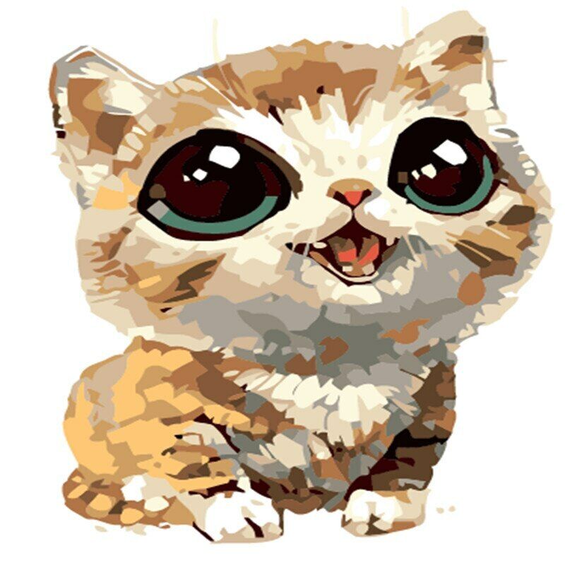 Digital Painting Handpainted Oil Painting Small Meng Cat By Numbers Oil ...