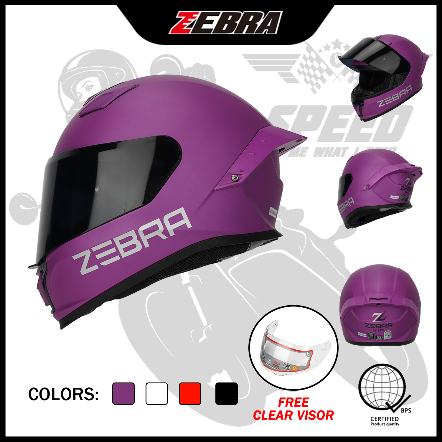 （free clear visor）ZEBRA FF655 Motorcycle full face helmet Single visor ...