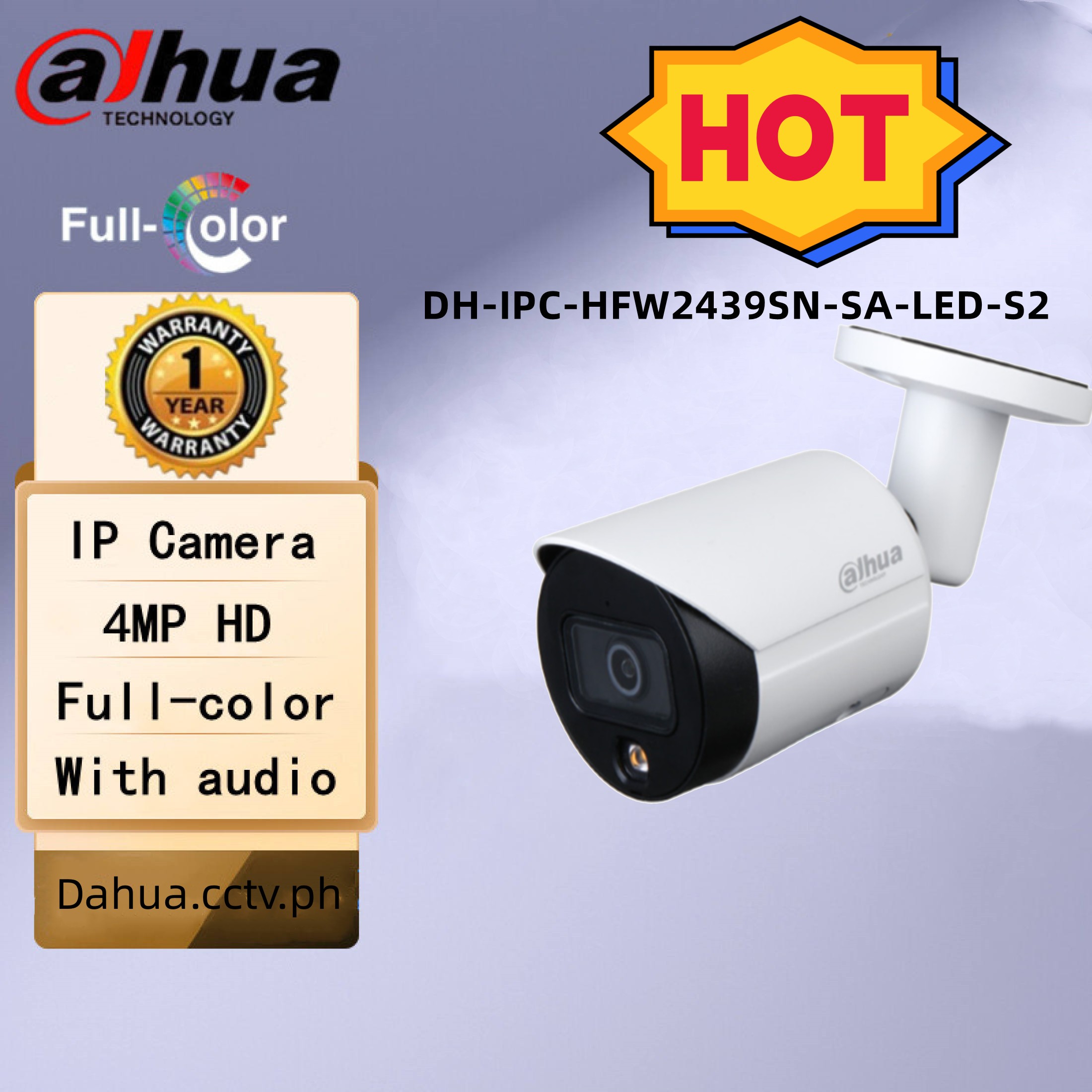 Dahua CCTV IP Camera 4MP Full HD Full-color Wired Waterproof Outdoor ...
